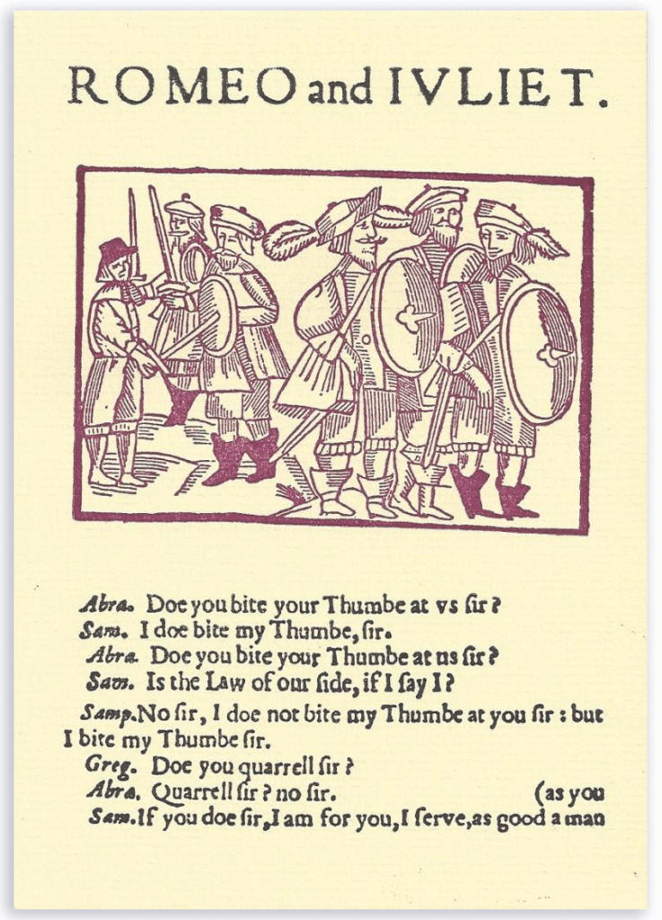 Act I Sc i Romeo and Juliet - First Folio Cards